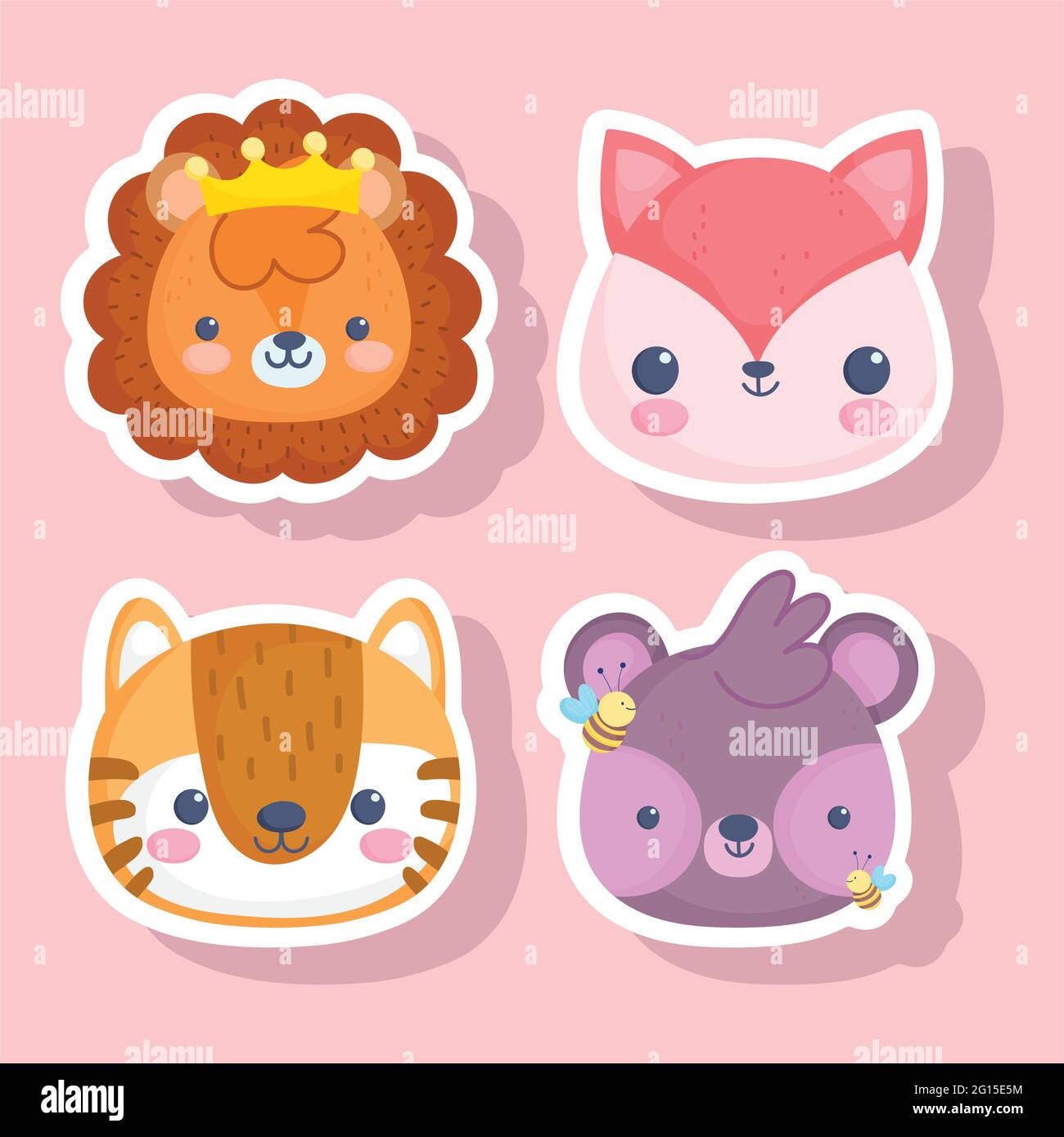 set cute animals face Stock Vector Image & Art - Alamy