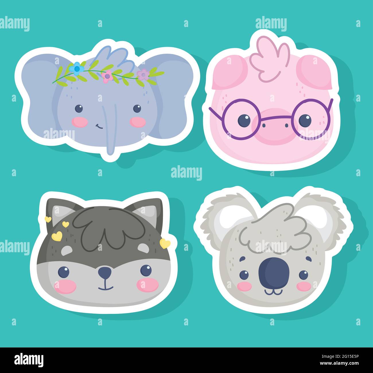 head cute animals Stock Vector Image & Art - Alamy