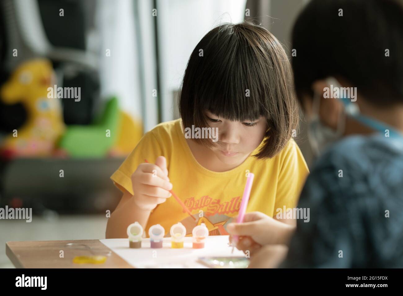 child paint color on paper, education concept Stock Photo - Alamy