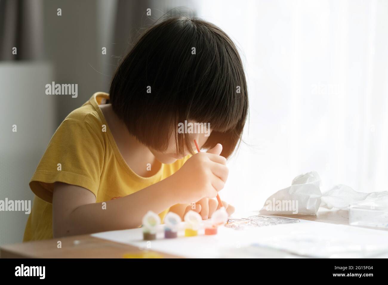 child paint color on paper, education concept Stock Photo - Alamy