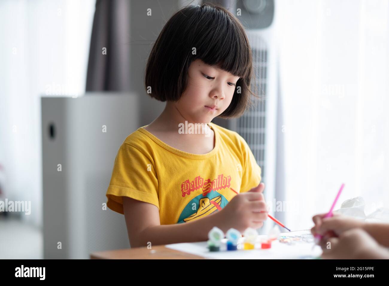 child paint color on paper, education concept Stock Photo - Alamy