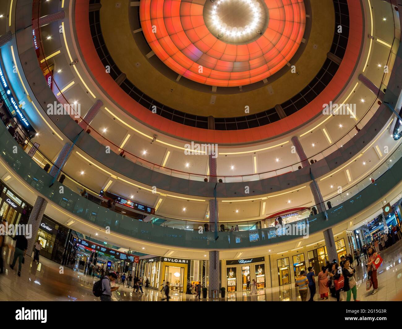 The interior of Dubai Mall via fisheye lens Stock Photo - Alamy
