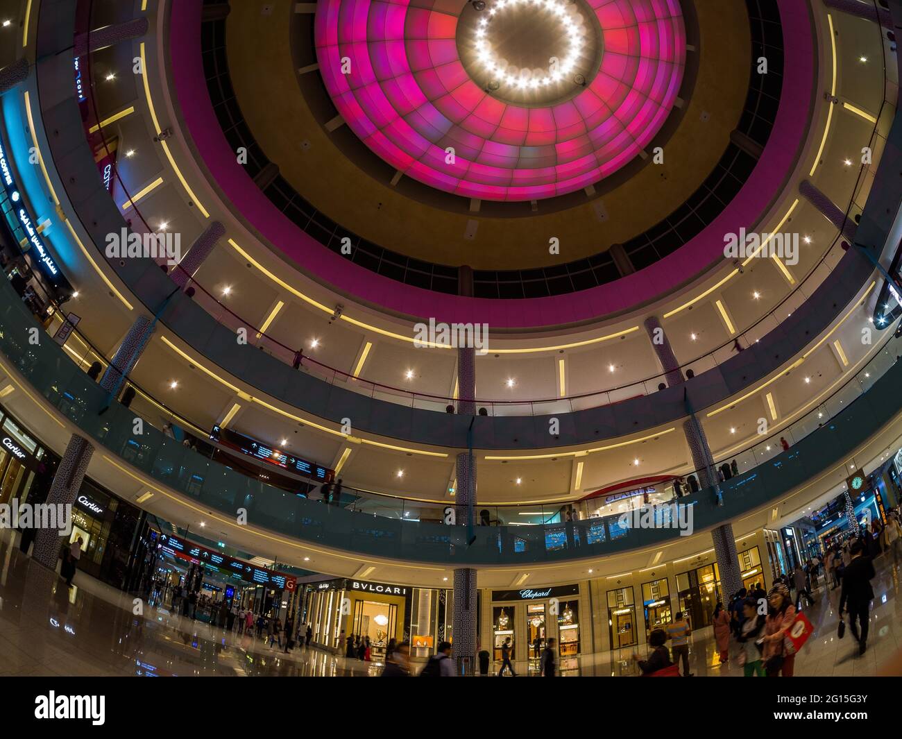 The interior of Dubai Mall via fisheye lens Stock Photo - Alamy