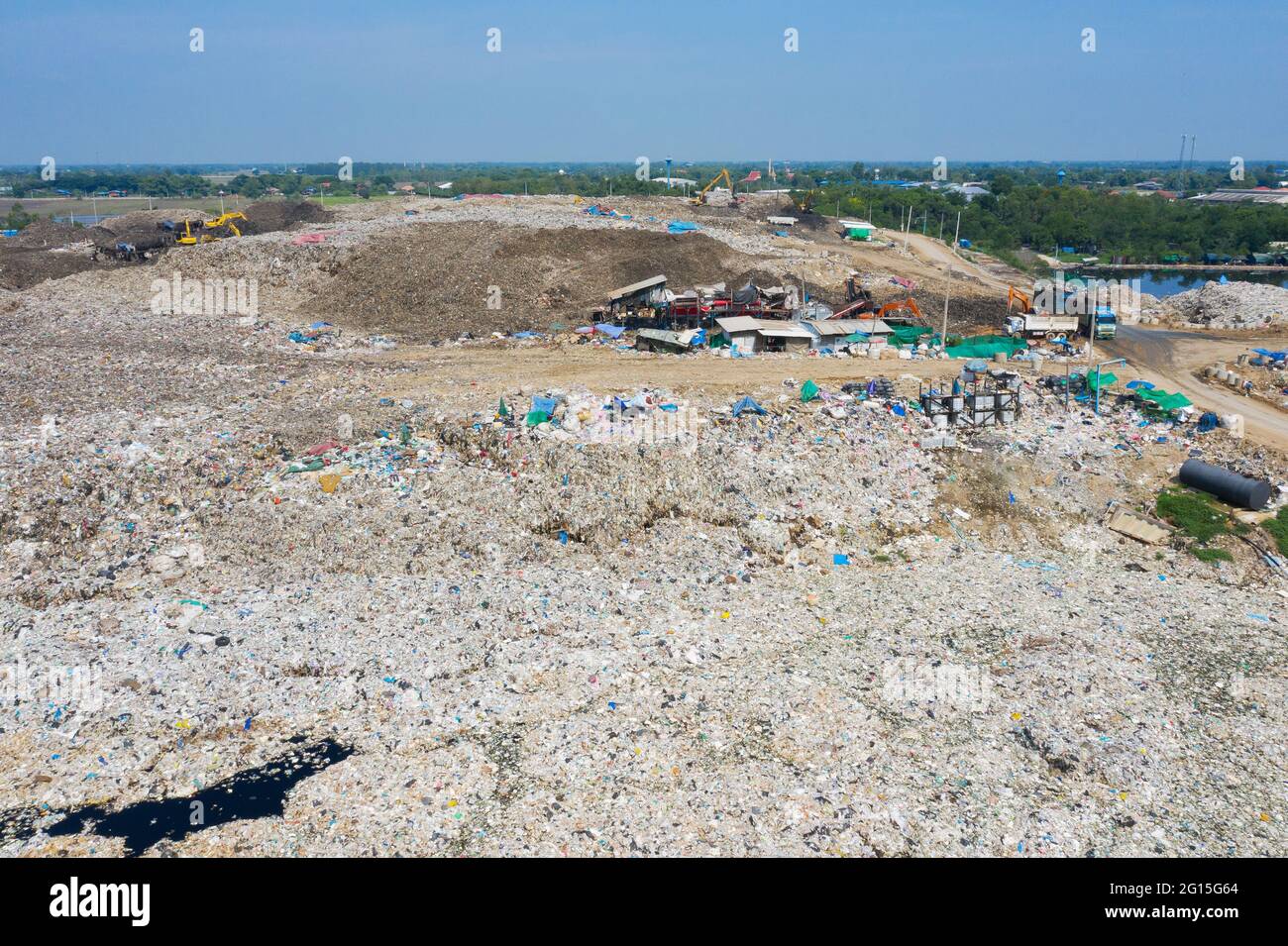 aerial view from flying drone of garbage pile Stock Photo - Alamy