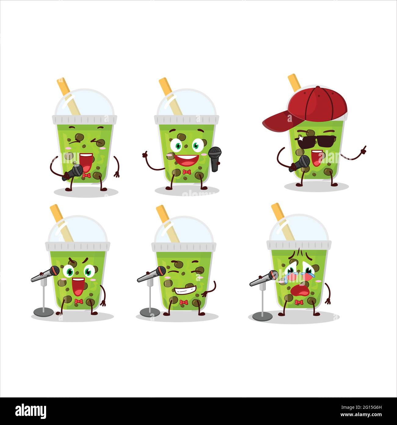 A Cute Cartoon design concept of melon milk with boba singing a famous ...