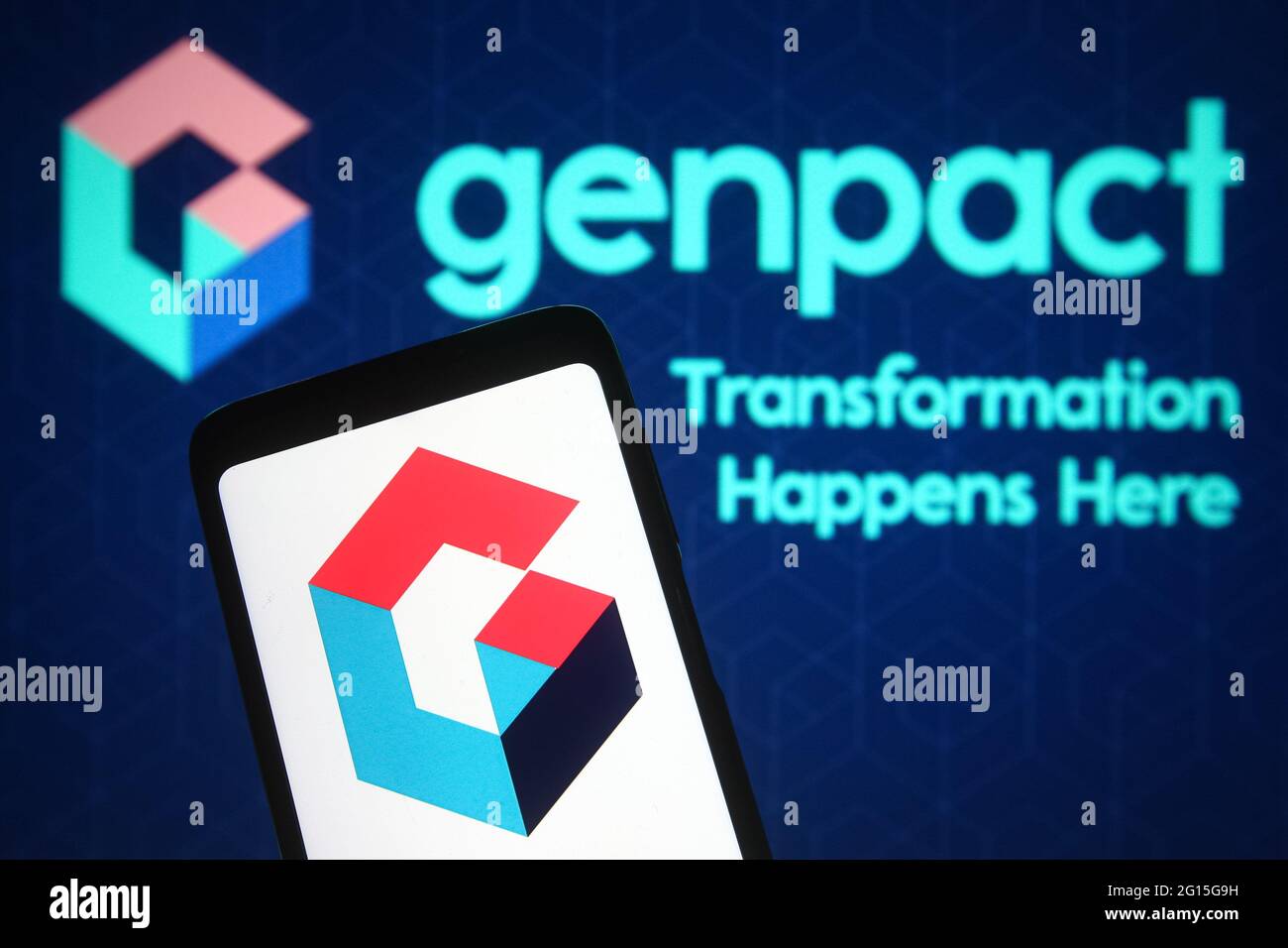 In this photo illustration, Genpact logo is seen on a smartphone screen ...