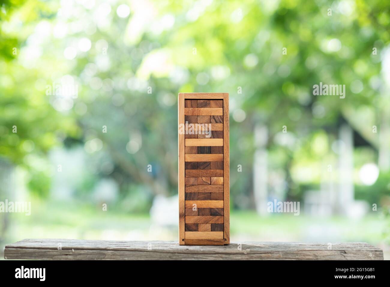 building wood blocks, plan and strategy Stock Photo - Alamy