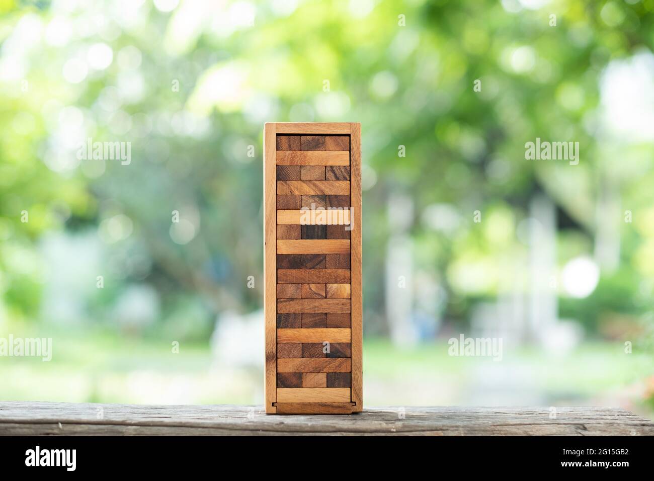building wood blocks, plan and strategy Stock Photo - Alamy