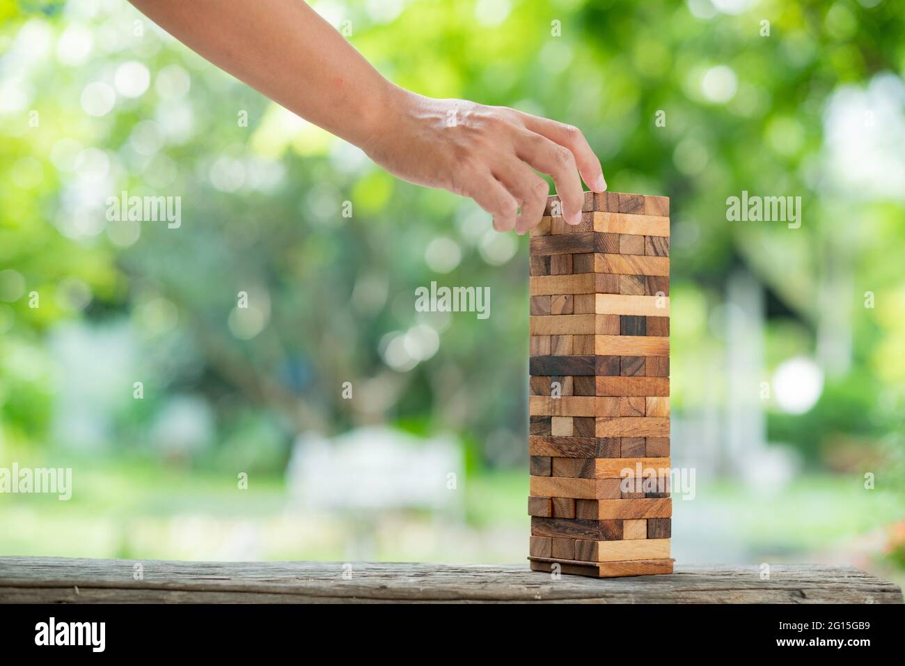 building wood blocks, plan and strategy Stock Photo - Alamy