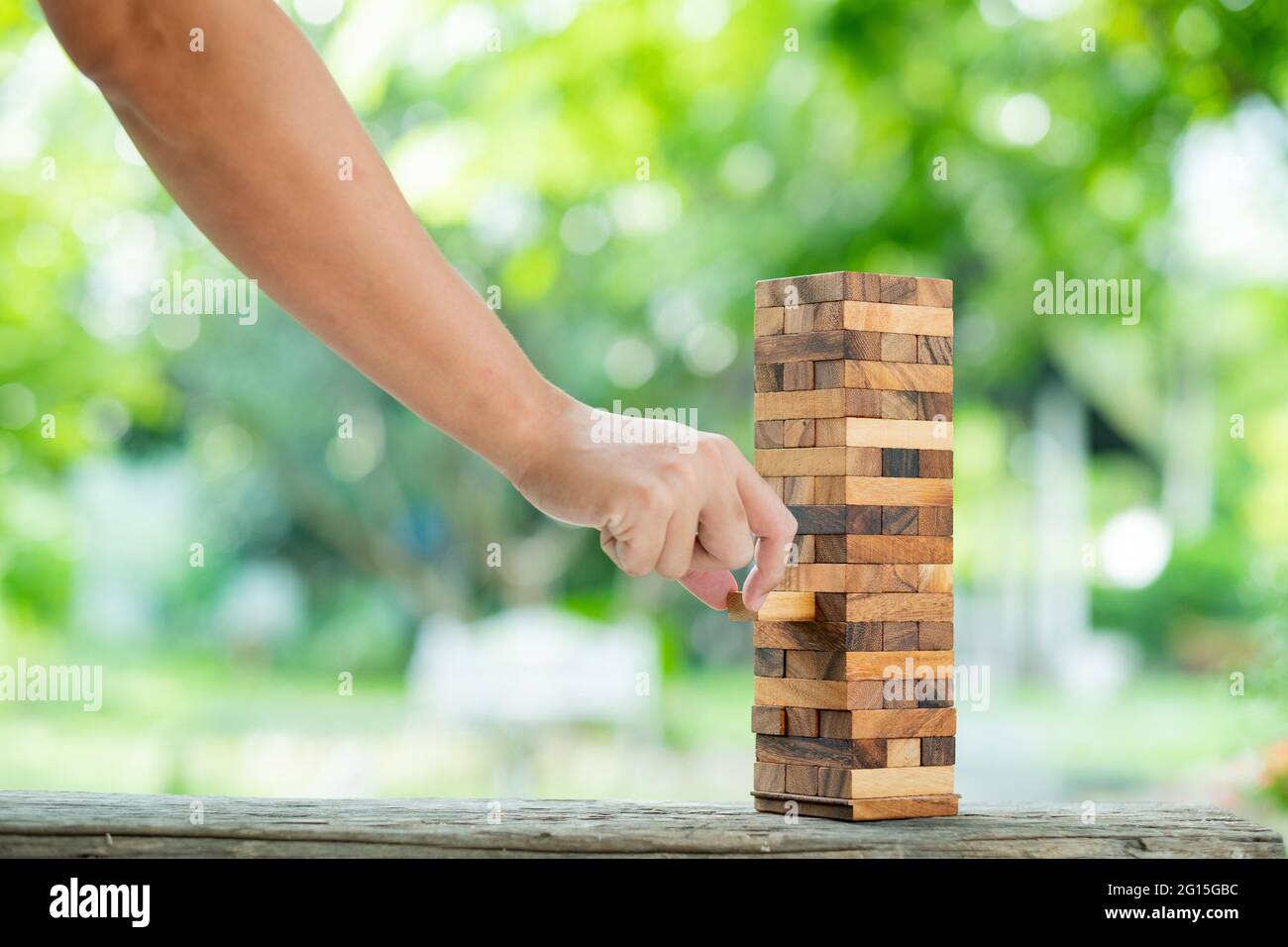 building wood blocks, plan and strategy Stock Photo - Alamy