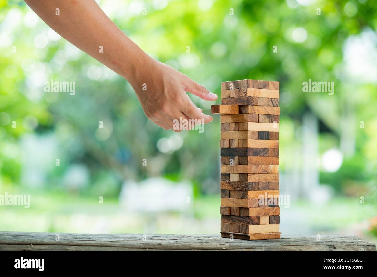 building wood blocks, plan and strategy Stock Photo - Alamy