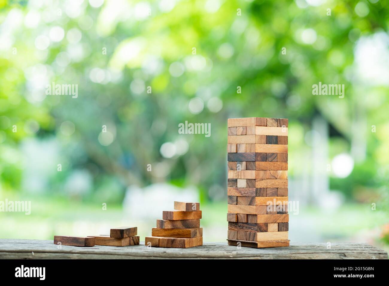 building wood blocks, plan and strategy Stock Photo - Alamy