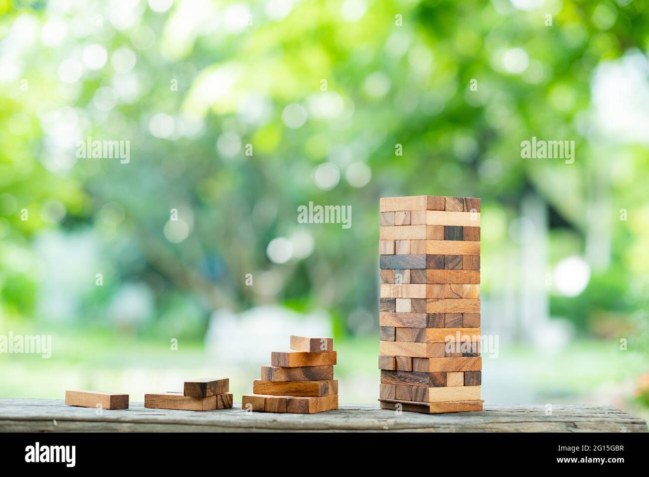 building wood blocks, plan and strategy Stock Photo - Alamy