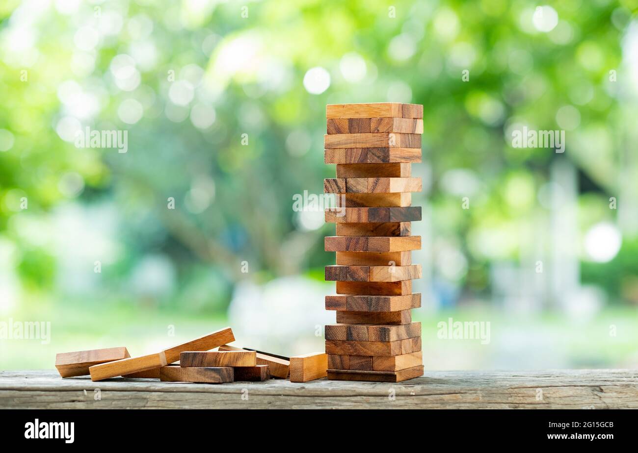 building wood blocks, plan and strategy Stock Photo - Alamy
