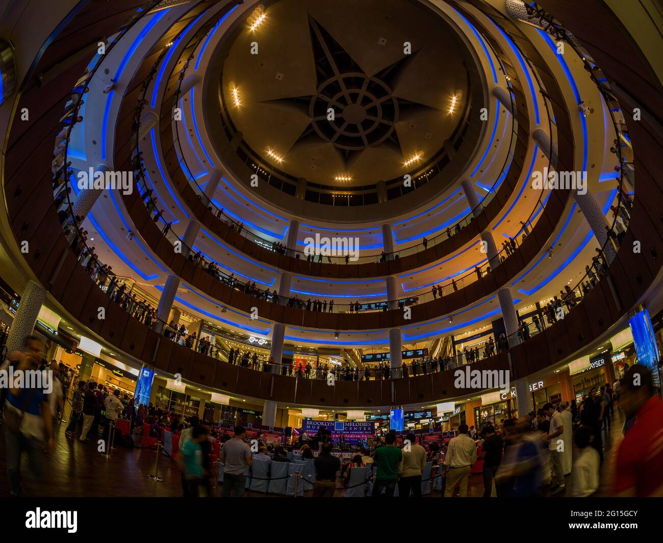 The interior of Dubai Mall via fisheye lens Stock Photo - Alamy