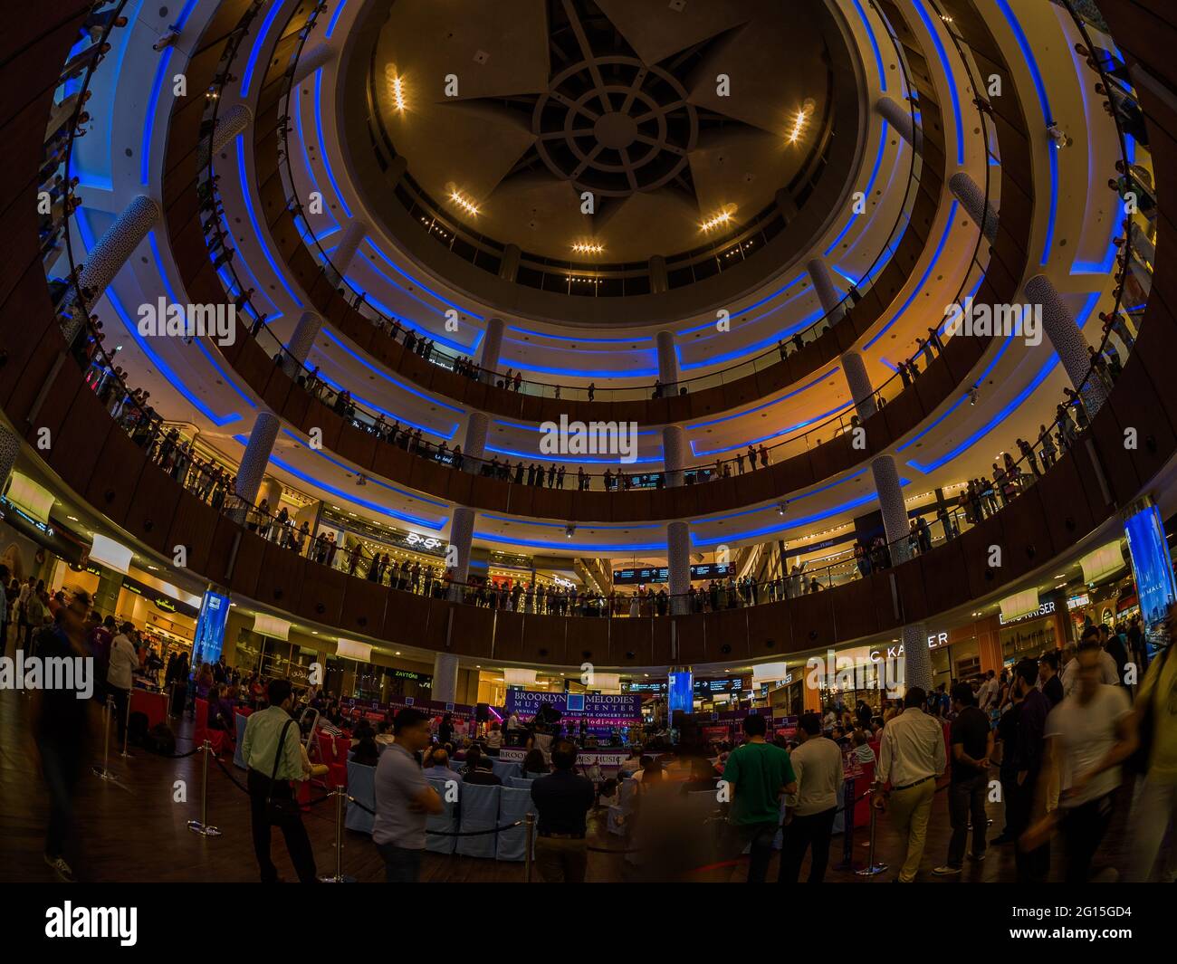 The interior of Dubai Mall via fisheye lens Stock Photo - Alamy