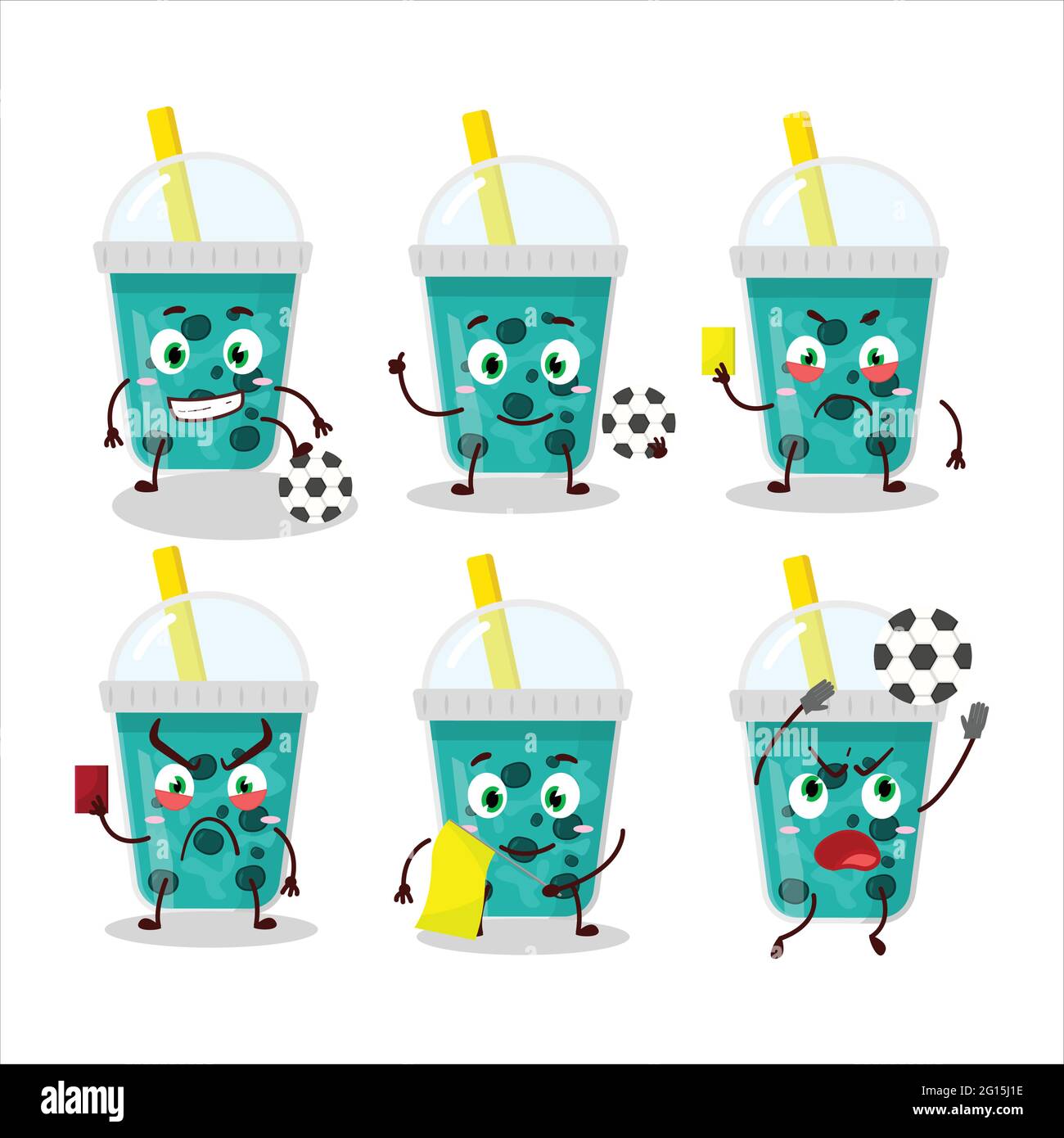 Taro milk with boba cartoon character working as a Football referee ...