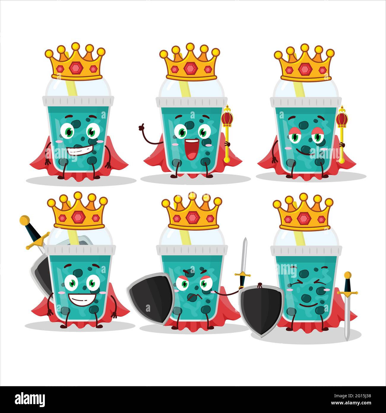 A Charismatic King taro milk with boba cartoon character wearing a gold ...