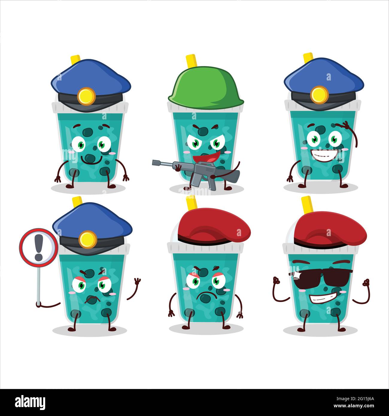 A dedicated Police officer of taro milk with boba mascot design style ...