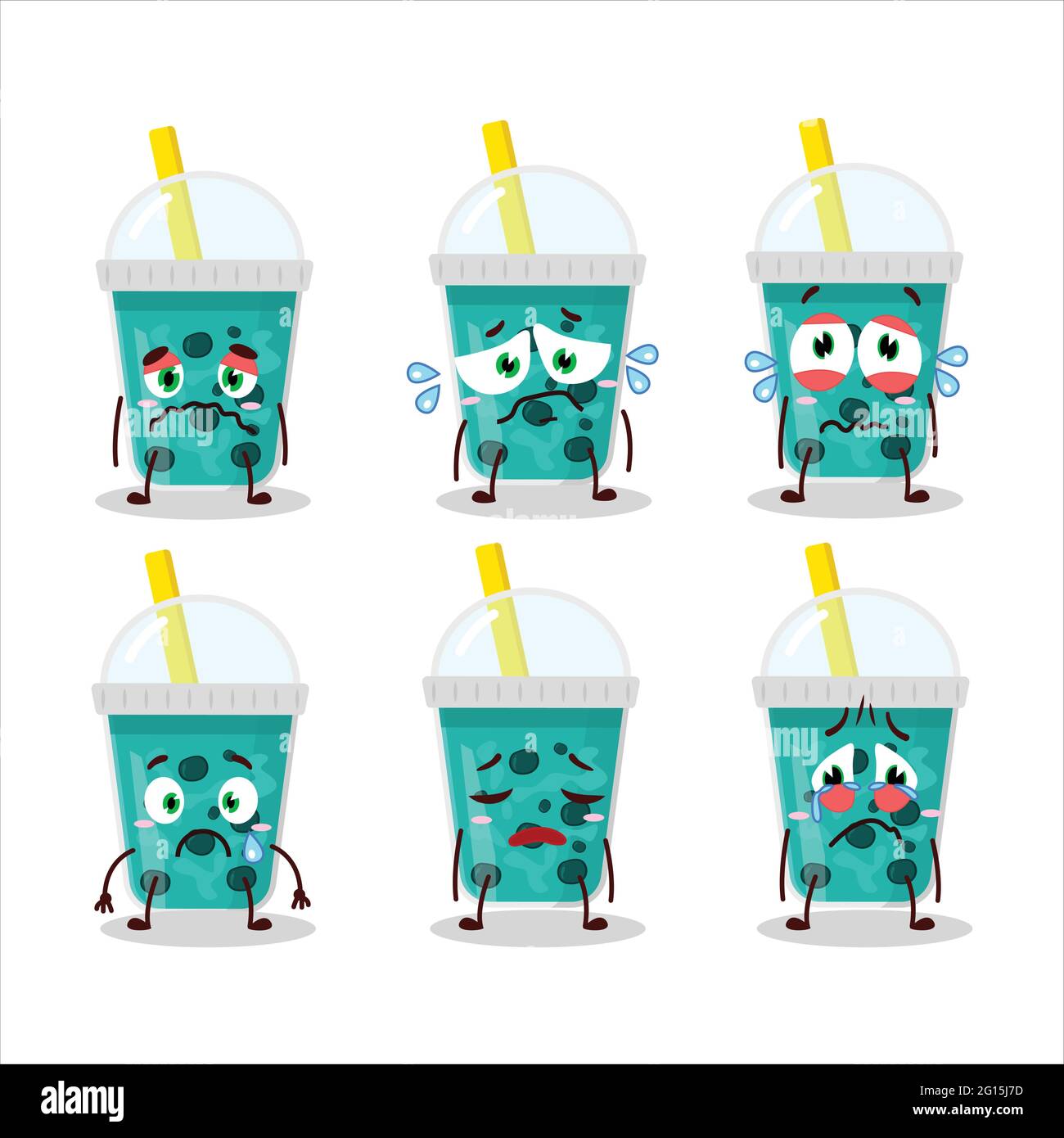 Taro milk with boba cartoon character with sad expression. Vector ...