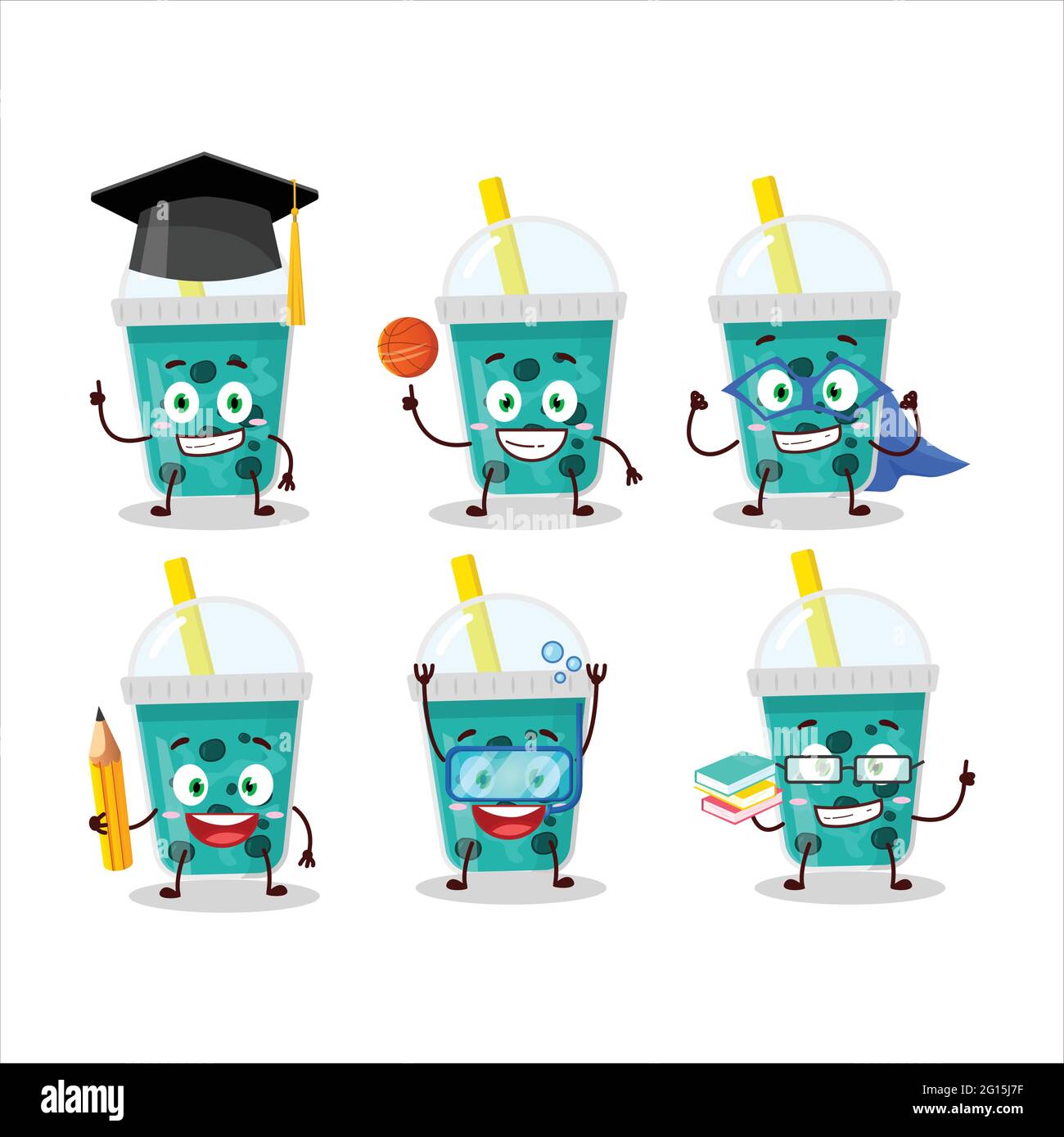 School student of taro milk with boba cartoon character with various ...