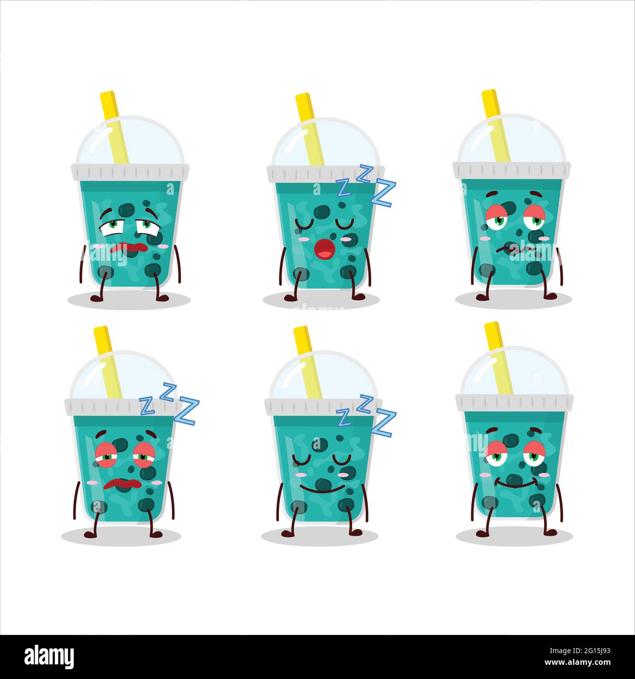 Cartoon character of taro milk with boba with sleepy expression. Vector ...
