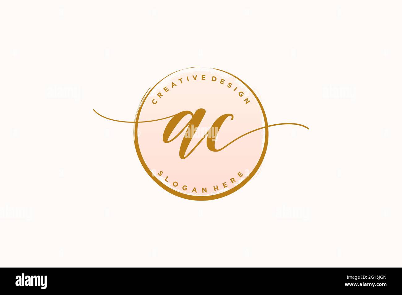 AC handwriting logo with circle template vector signature, wedding ...