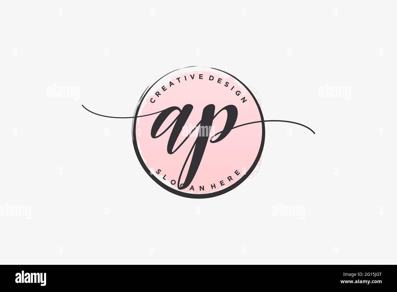 AP handwriting logo with circle template vector signature, wedding ...