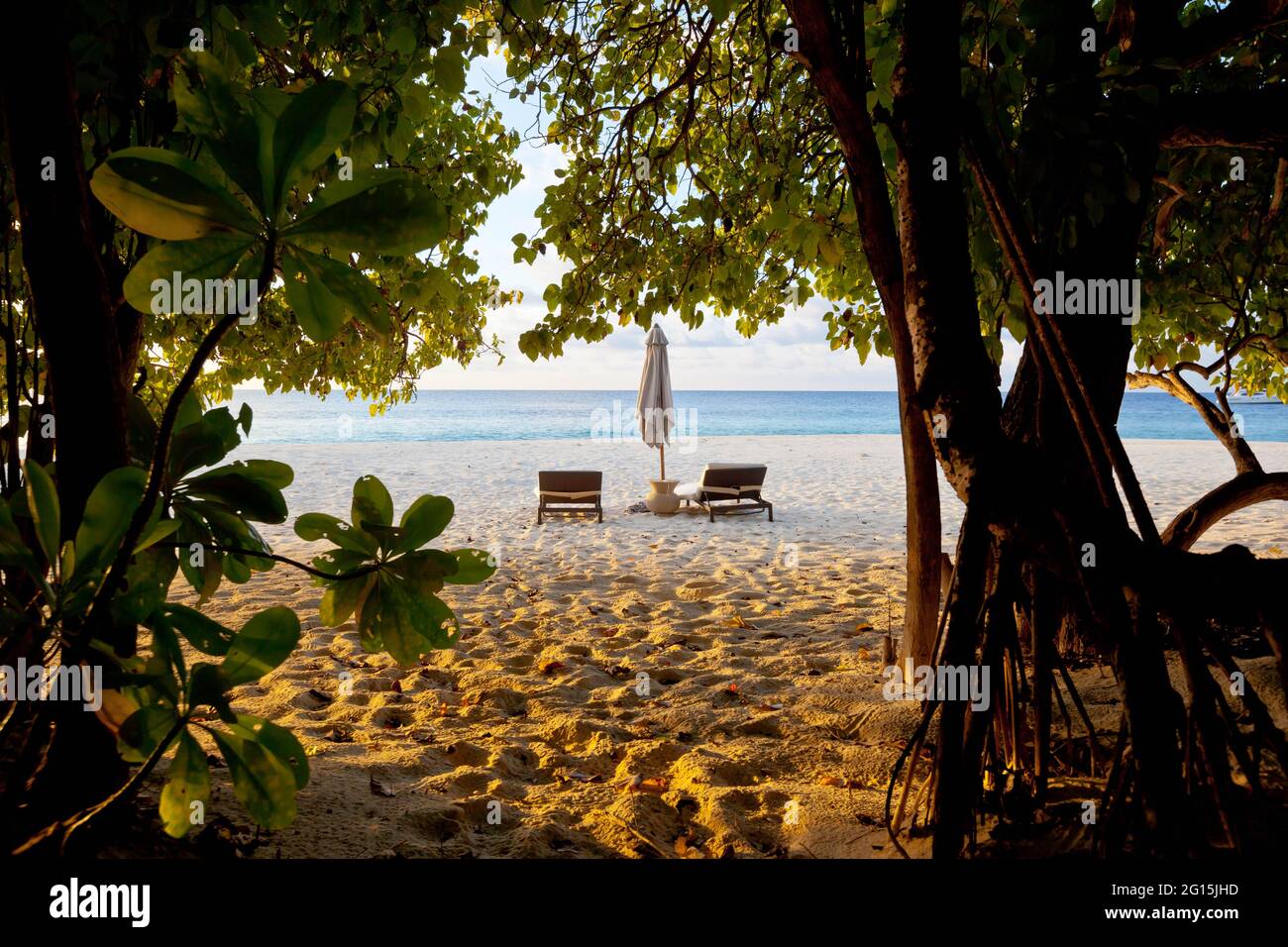 Private beach in the Maldives Stock Photo - Alamy