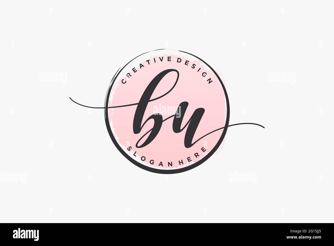 BU handwriting logo with circle template vector signature, wedding ...