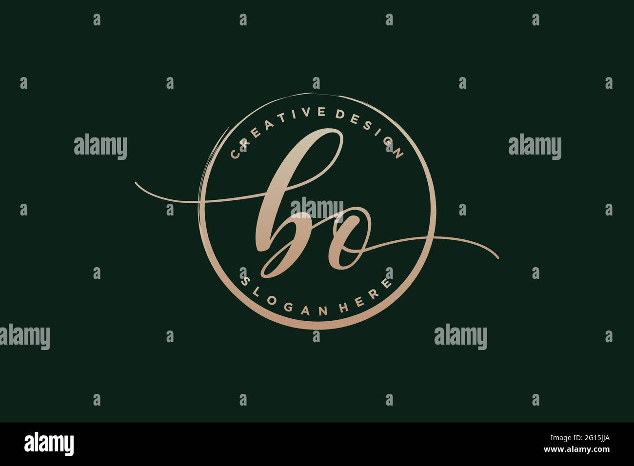 BO handwriting logo with circle template vector signature, wedding ...