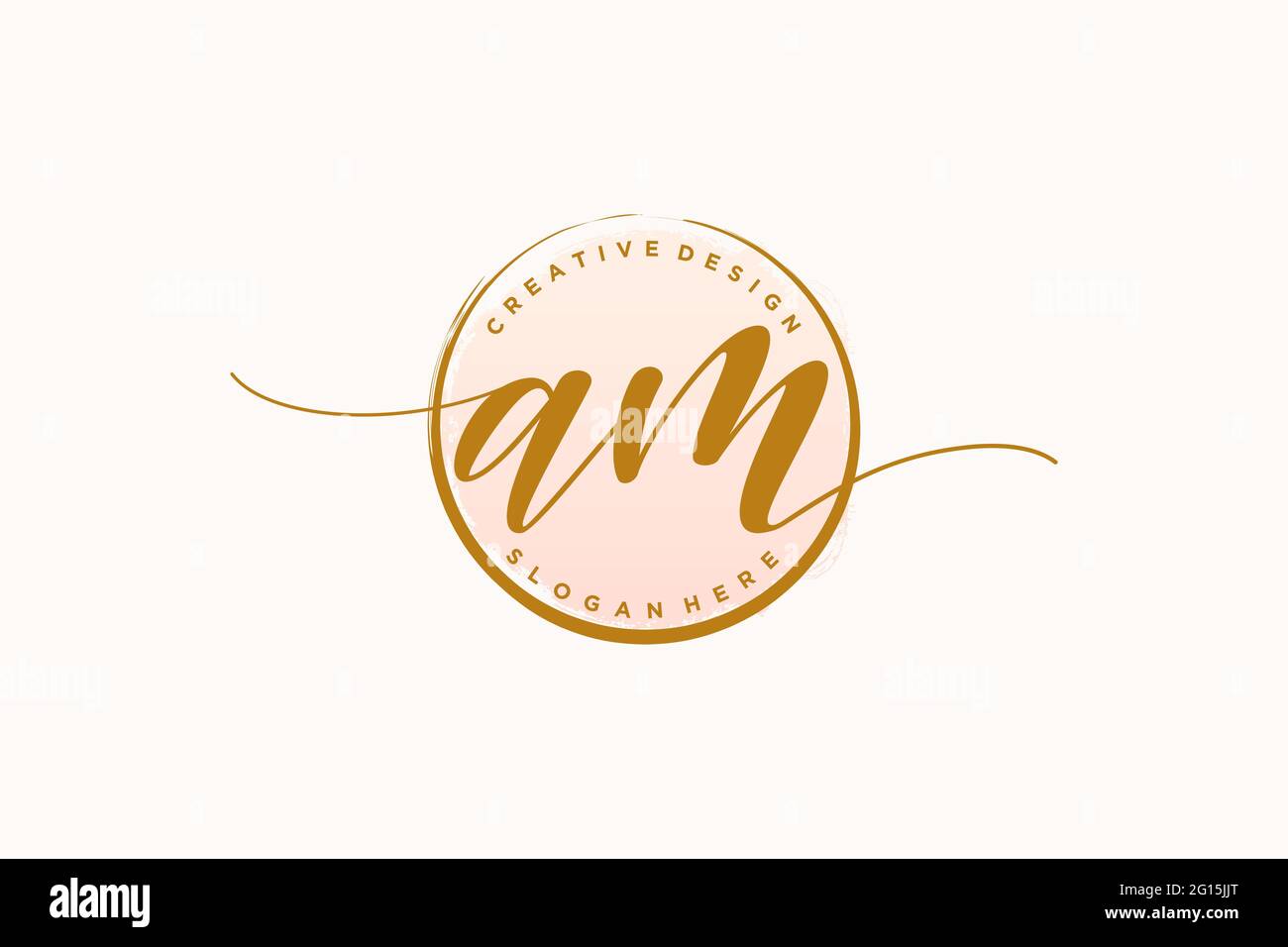 AM handwriting logo with circle template vector signature, wedding ...