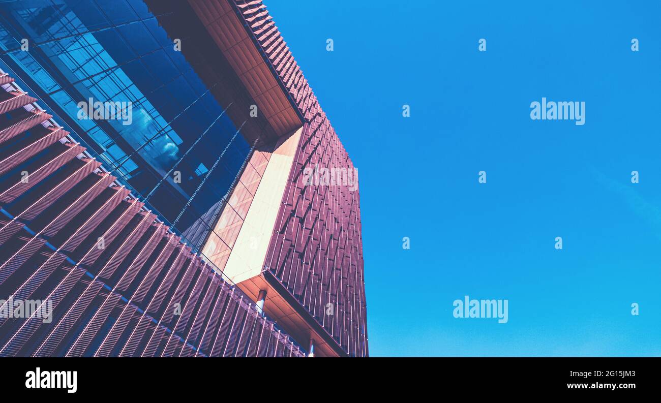 Krupp building head office. View of a skyscraper. Industrial culture ...