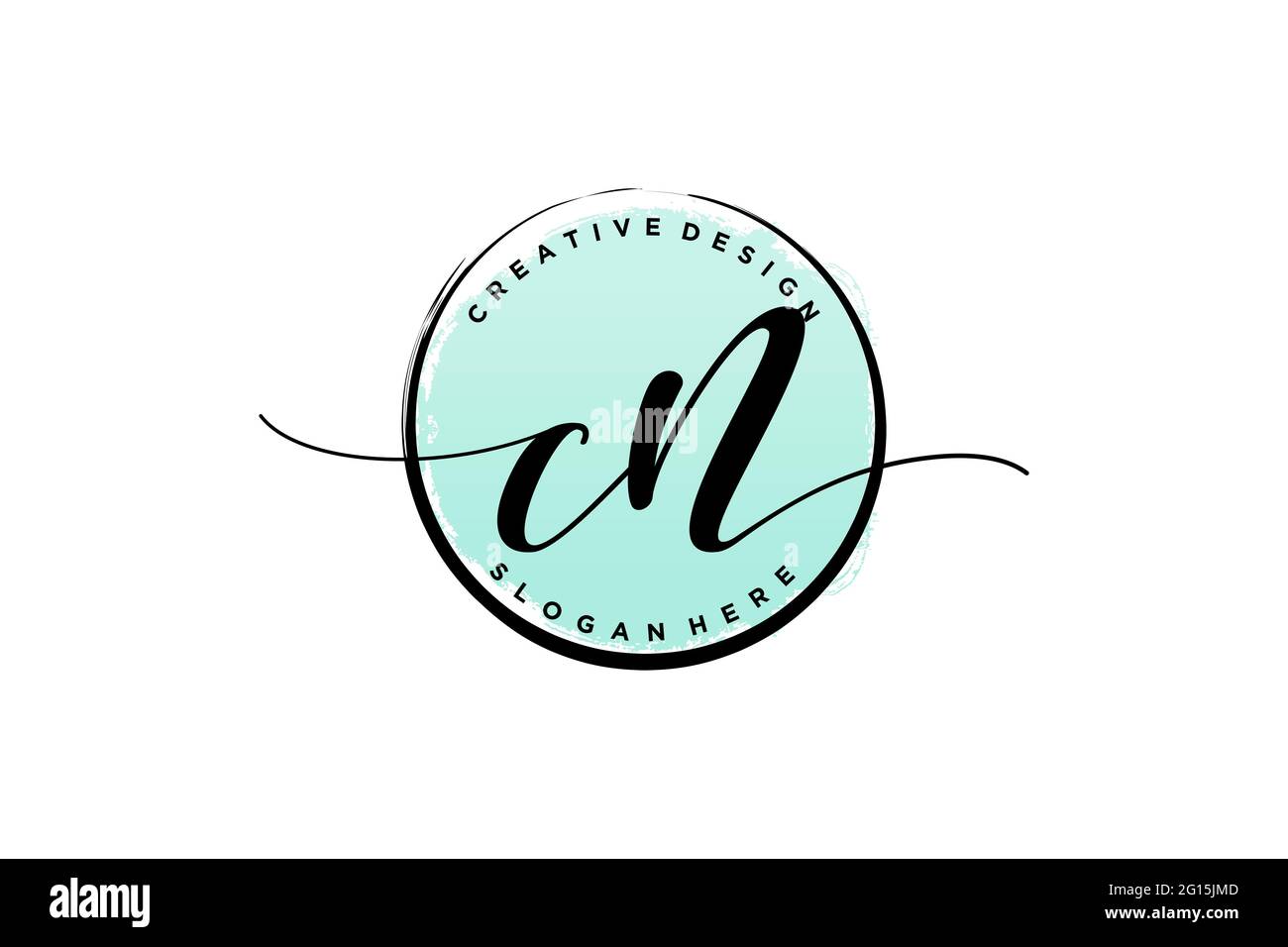 CN handwriting logo with circle template vector signature, wedding ...