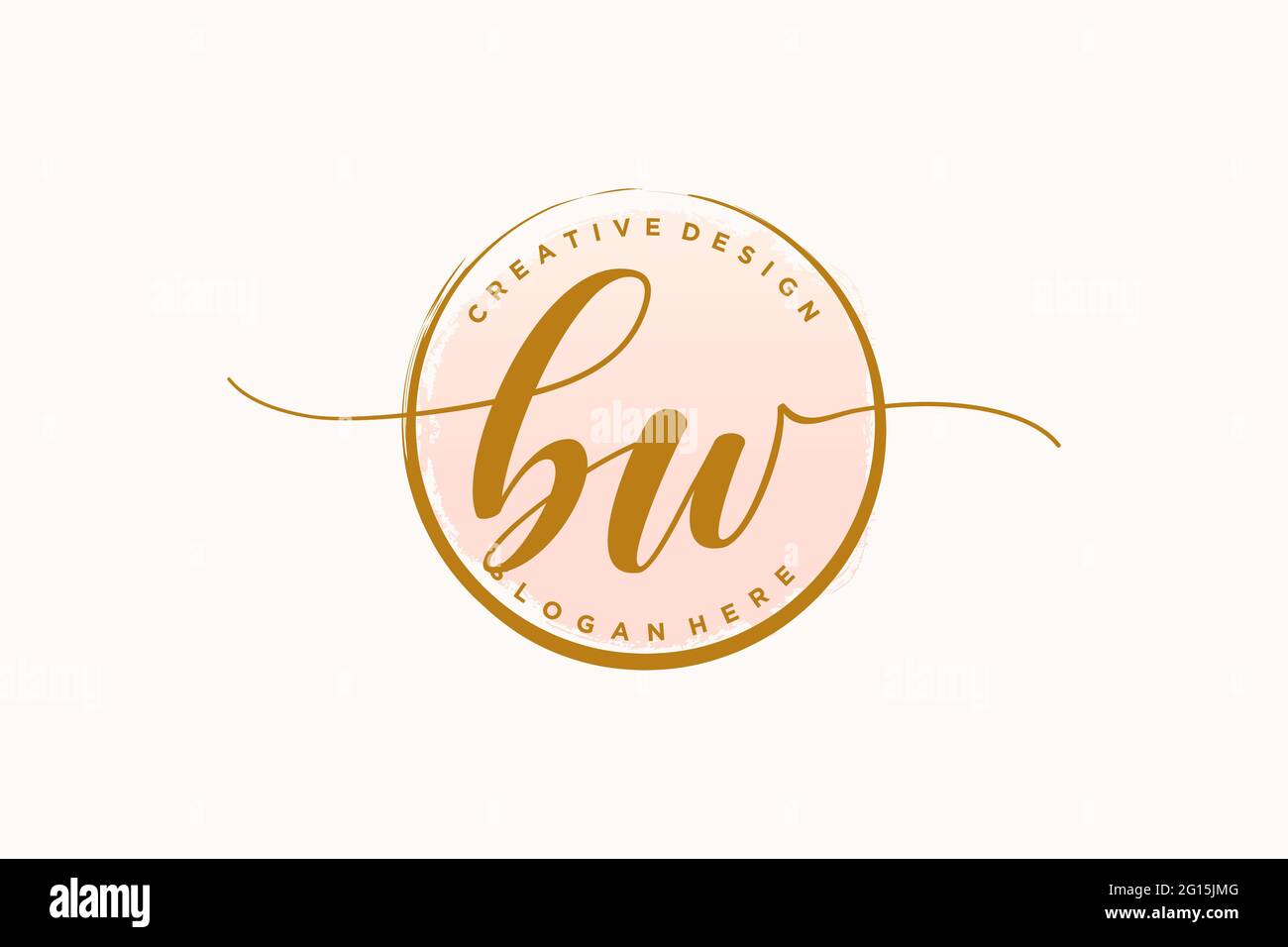 BW handwriting logo with circle template vector signature, wedding ...