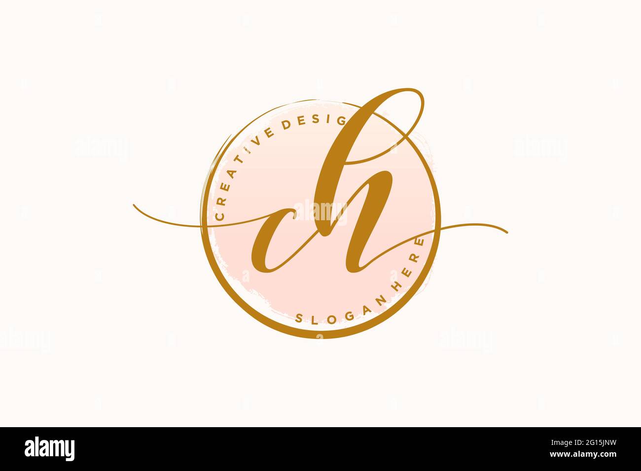 CH handwriting logo with circle template vector signature, wedding ...