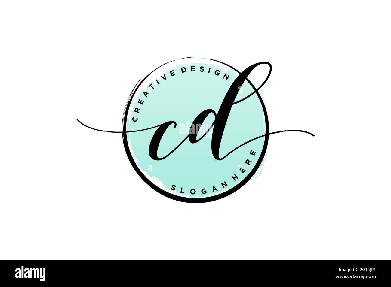CD handwriting logo with circle template vector signature, wedding ...