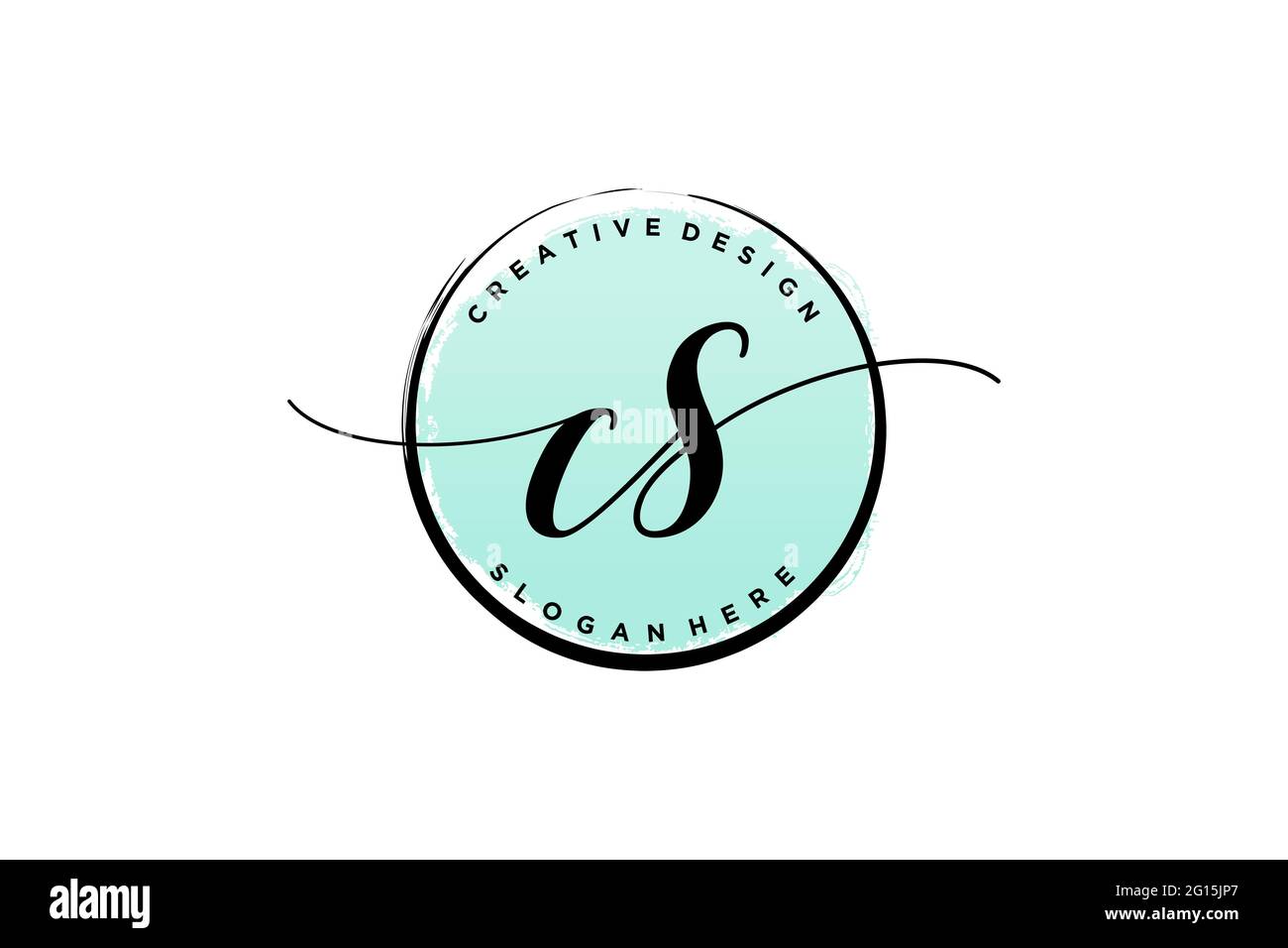 CS handwriting logo with circle template vector signature, wedding ...
