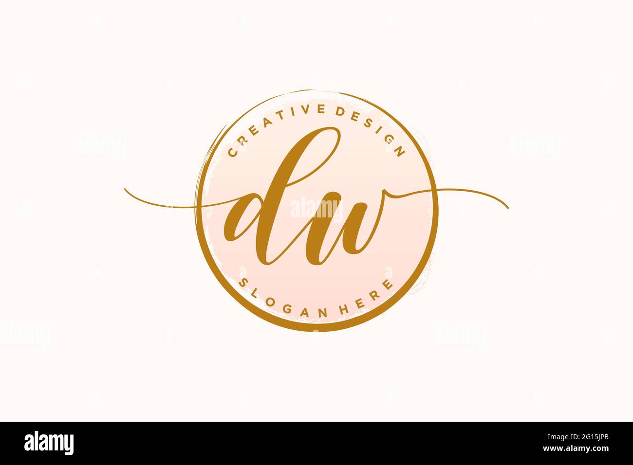 DW handwriting logo with circle template vector signature, wedding ...