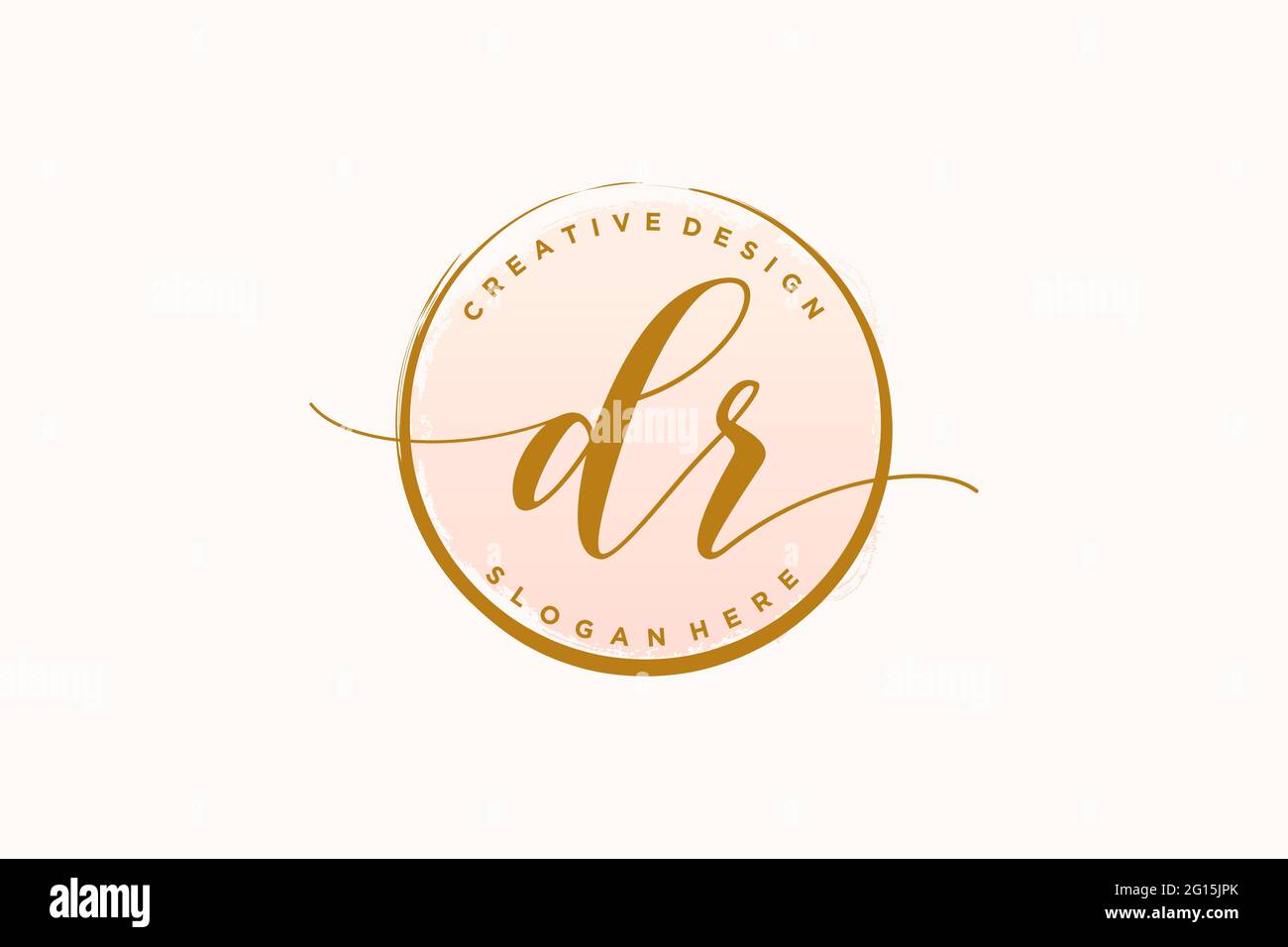 DR handwriting logo with circle template vector signature, wedding ...