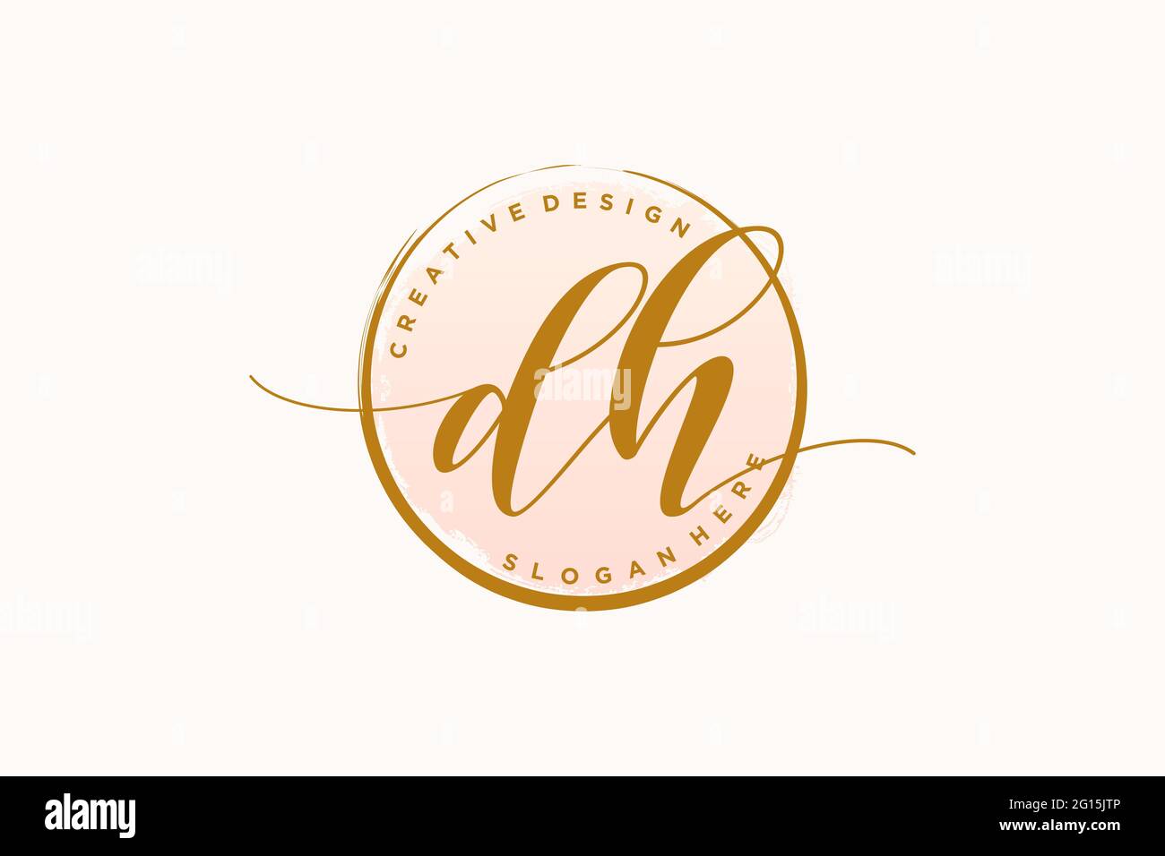 DH handwriting logo with circle template vector signature, wedding ...