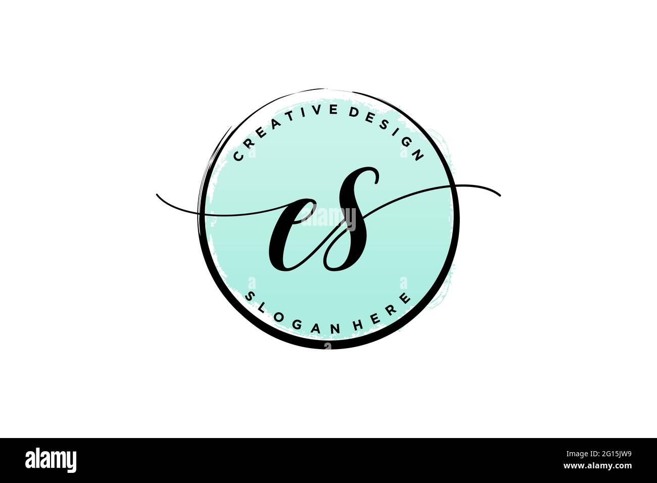 ES handwriting logo with circle template vector signature, wedding ...