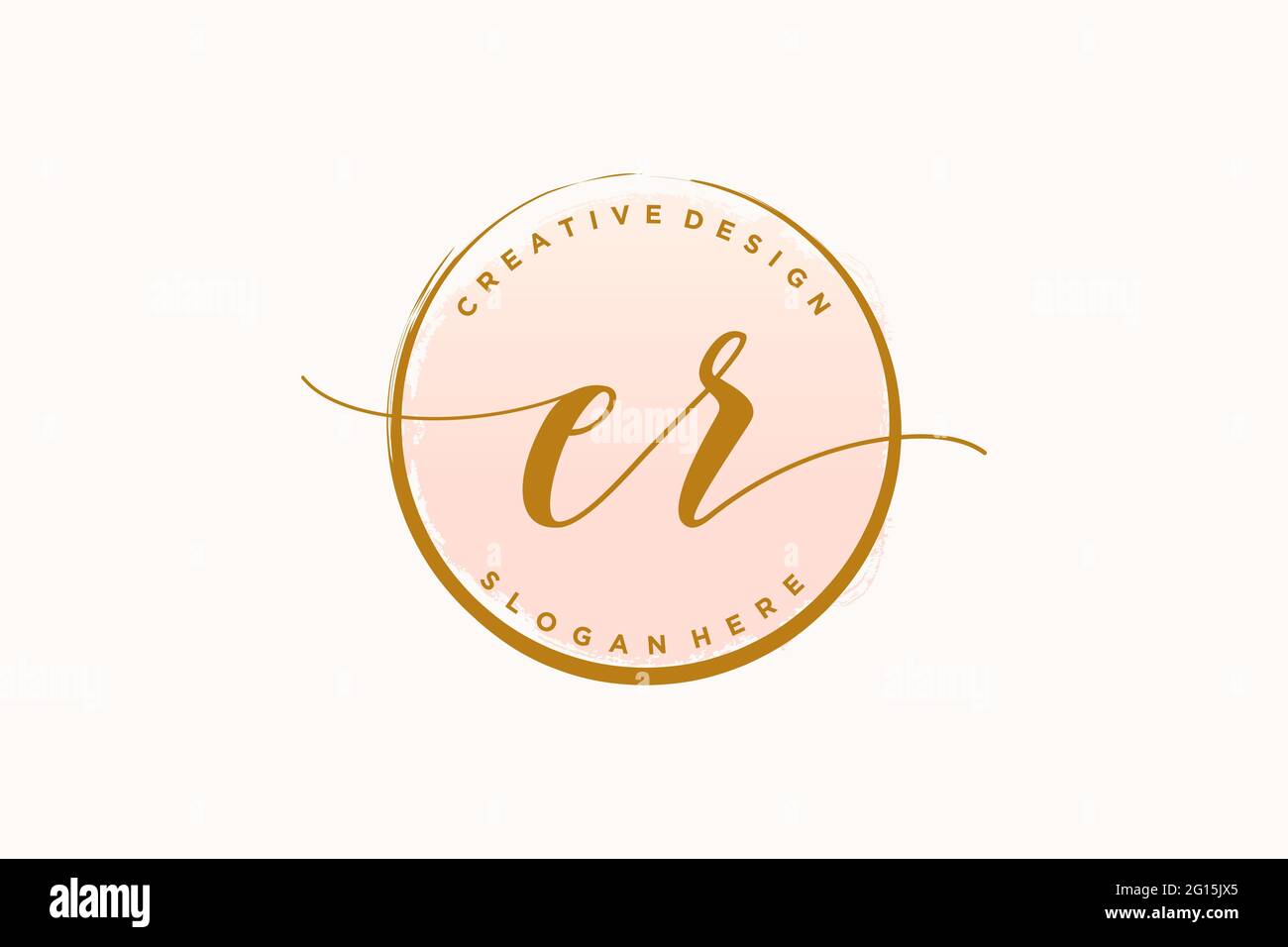 ER handwriting logo with circle template vector signature, wedding ...