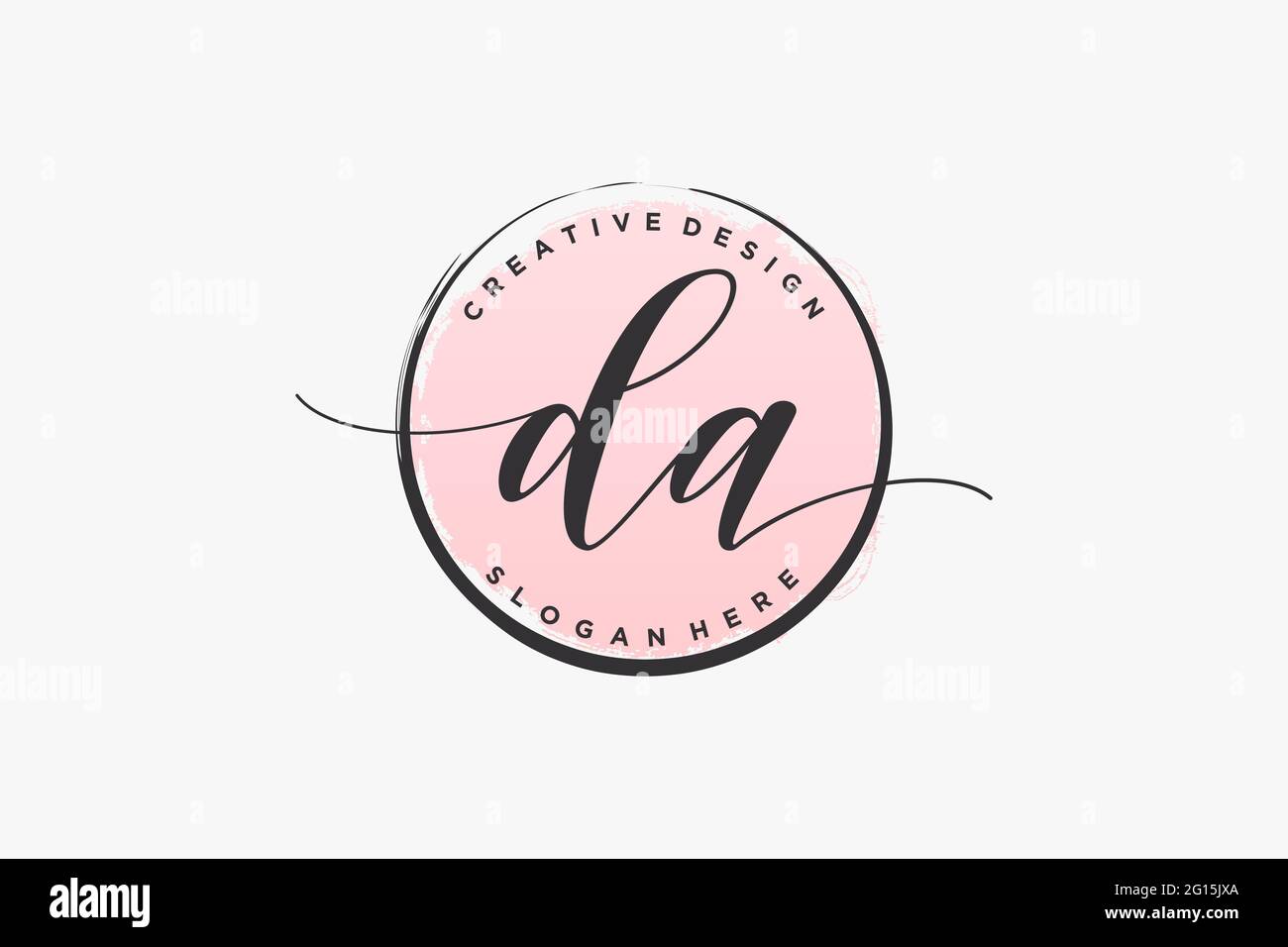 DA handwriting logo with circle template vector signature, wedding ...