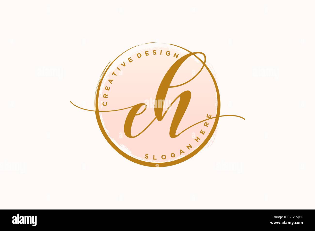 EH handwriting logo with circle template vector signature, wedding ...