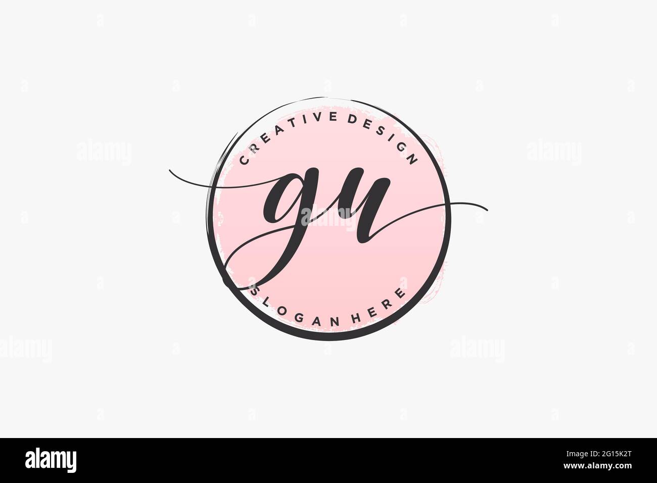 GU handwriting logo with circle template vector signature, wedding ...