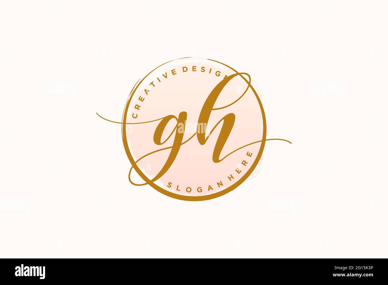 GH handwriting logo with circle template vector signature, wedding ...