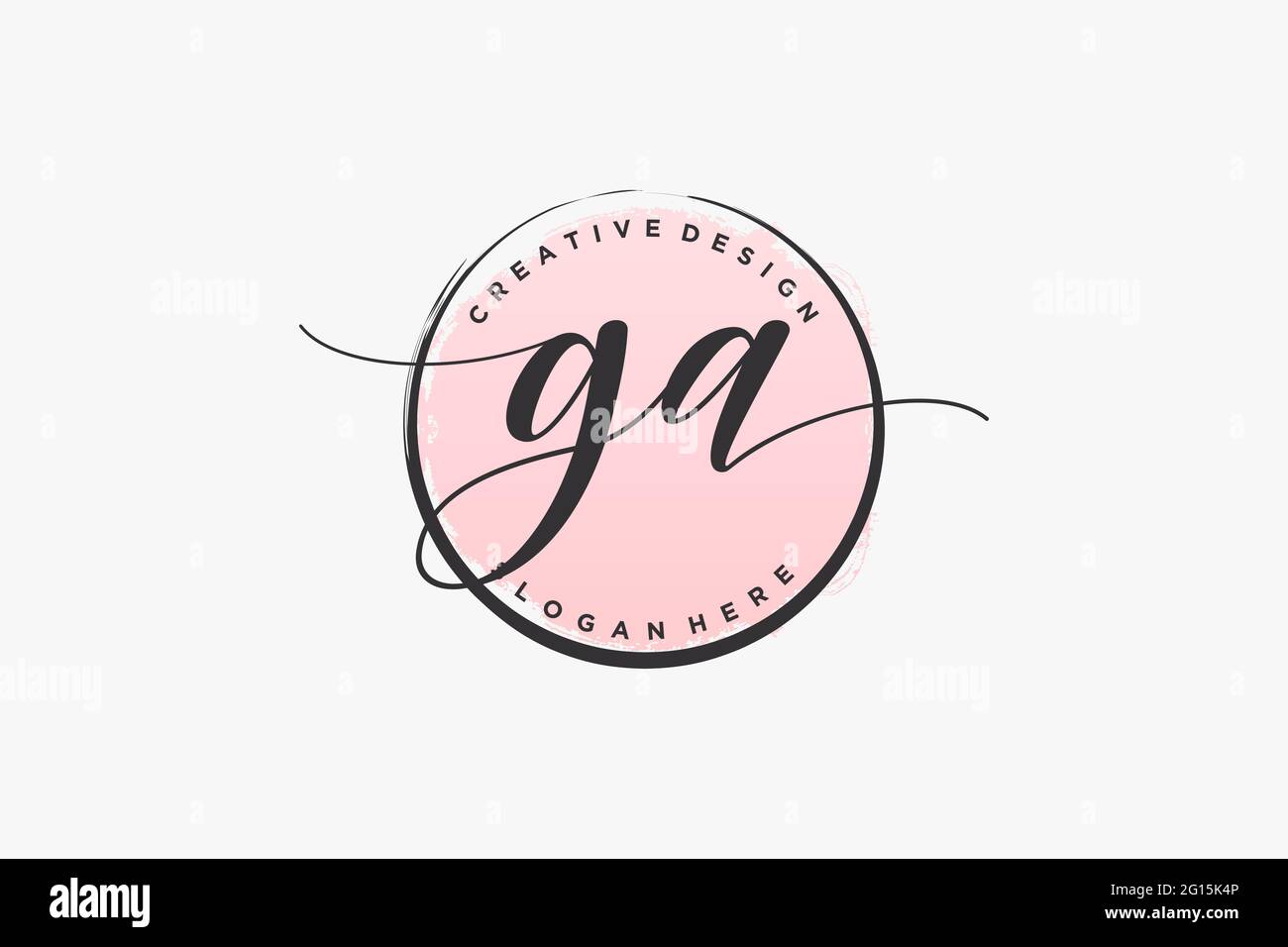 GA handwriting logo with circle template vector signature, wedding ...