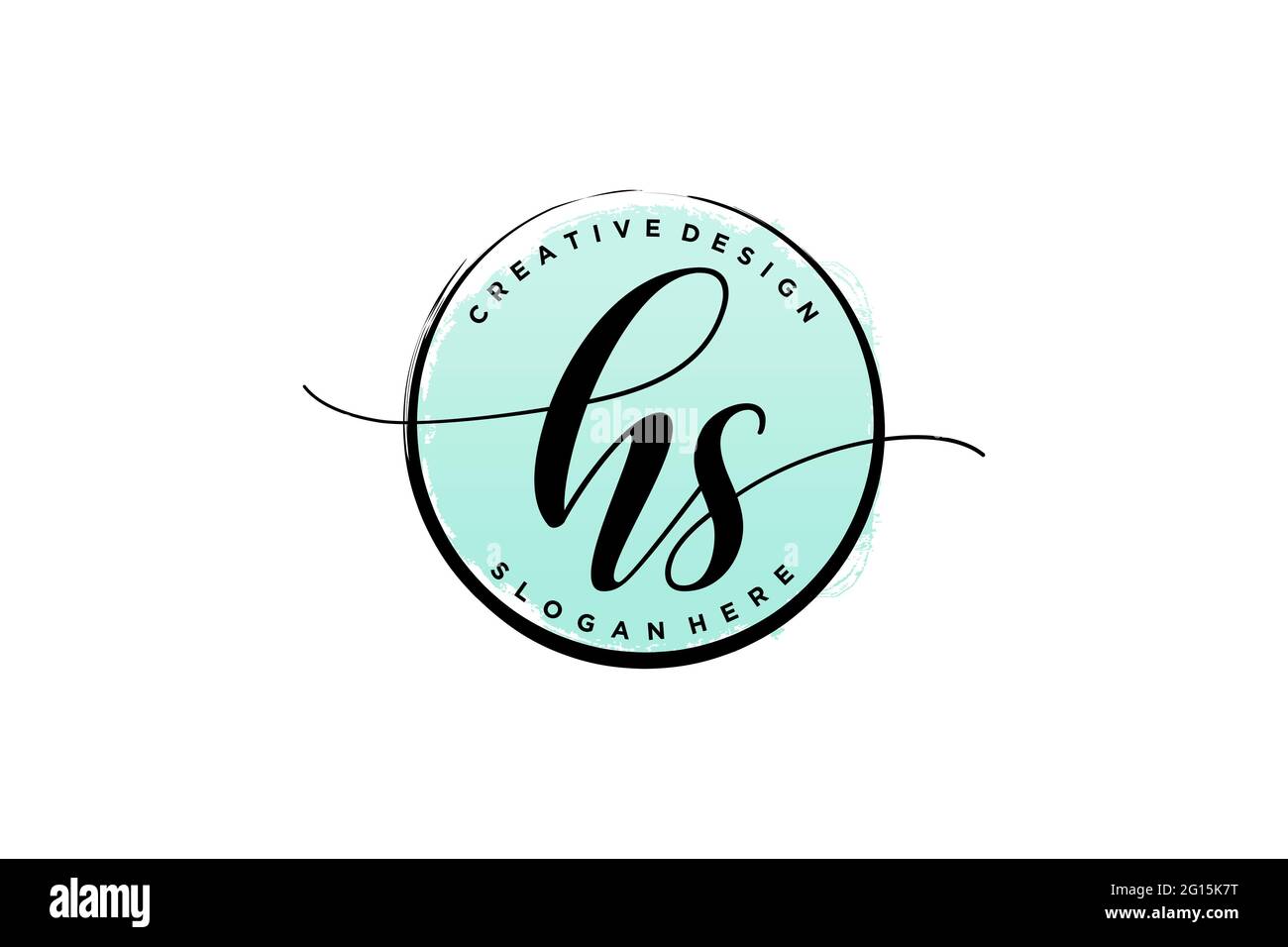 HS handwriting logo with circle template vector signature, wedding ...
