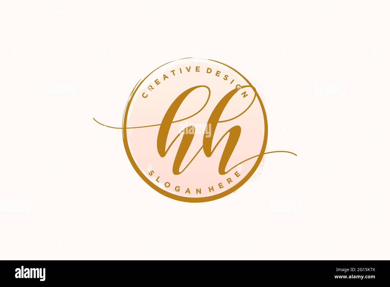 HH handwriting logo with circle template vector signature, wedding ...